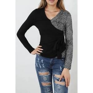DEAR LOVER | Tops | New Dear Lover Contrast Printed Tie Side Wrapped ...